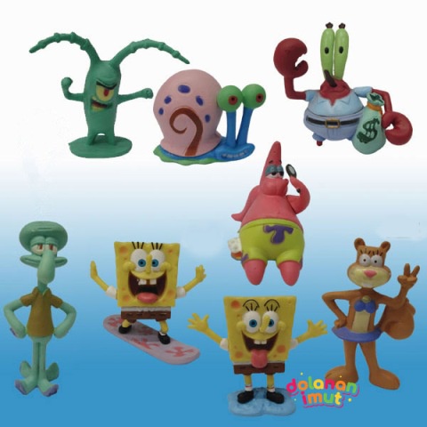 Jual Spongebob Small Figure Set isi 8 Mainan Pajangan Miniatur Hiasan ...