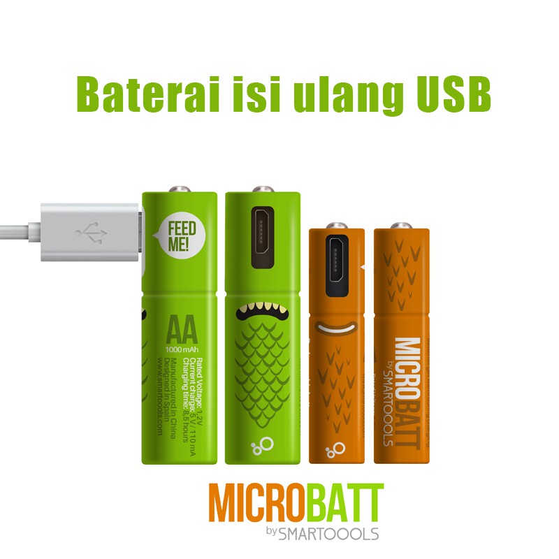 Jual Smartoools Micro USB rechargeable AA AAA batteries1000mah Baterai ...