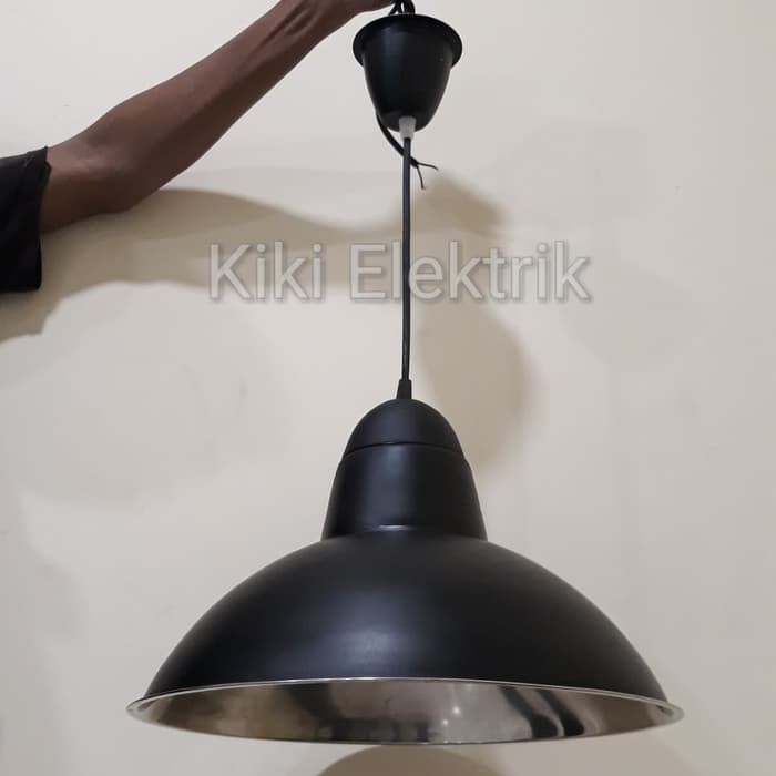 Jual Kap Lampu Gantung Hitam Stainless Diameter 38 cm + Fitting Jerman E27 | Shopee Indonesia