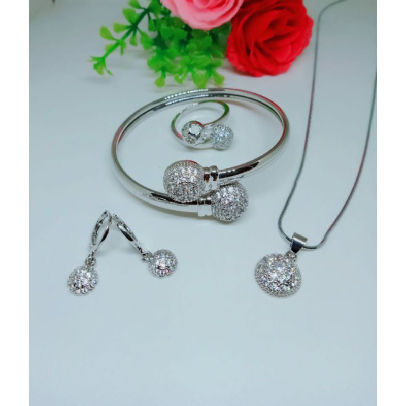 Jual Fourfashion Set Perhiasan Dewasa Motif Bulat Lapis Emas Putih ...