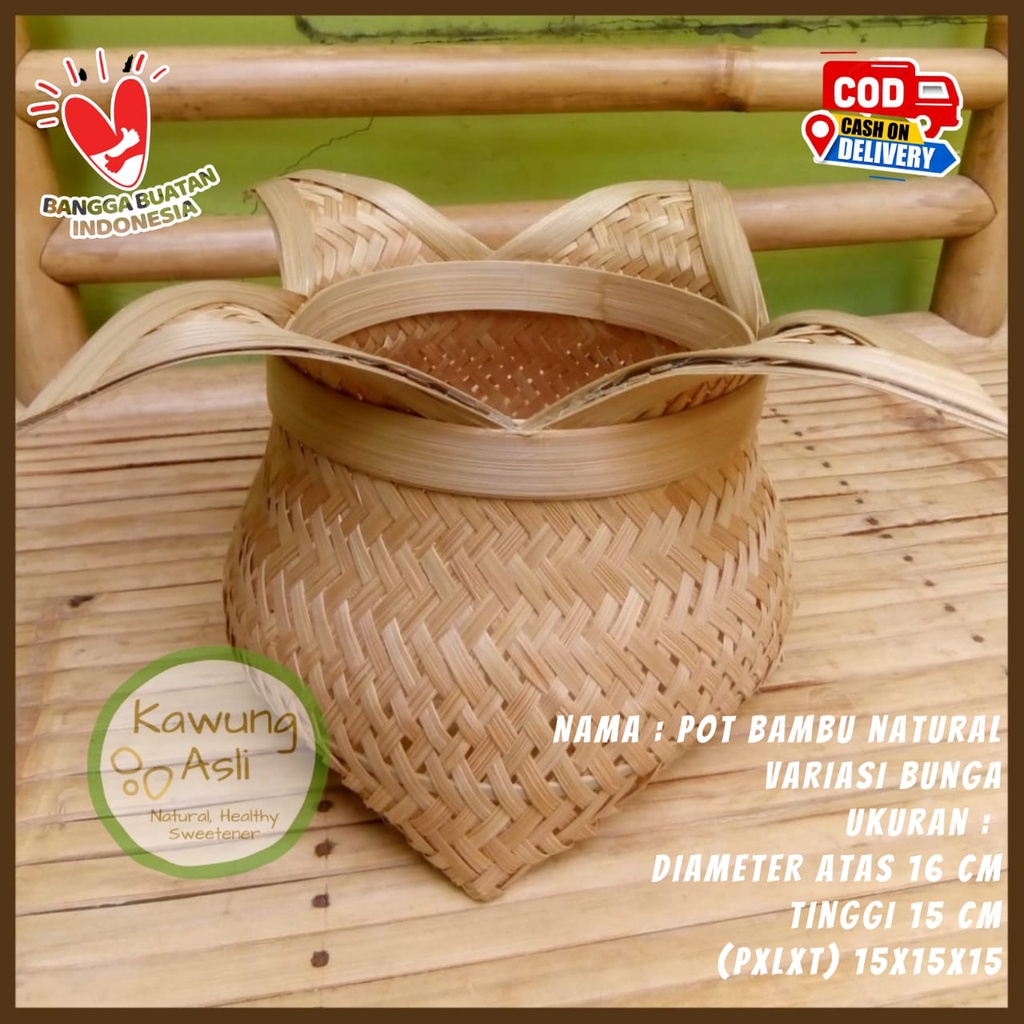 Jual Pot Natural Variasi Bunga Anyaman Bambu Untuk Tempat Bunga ...
