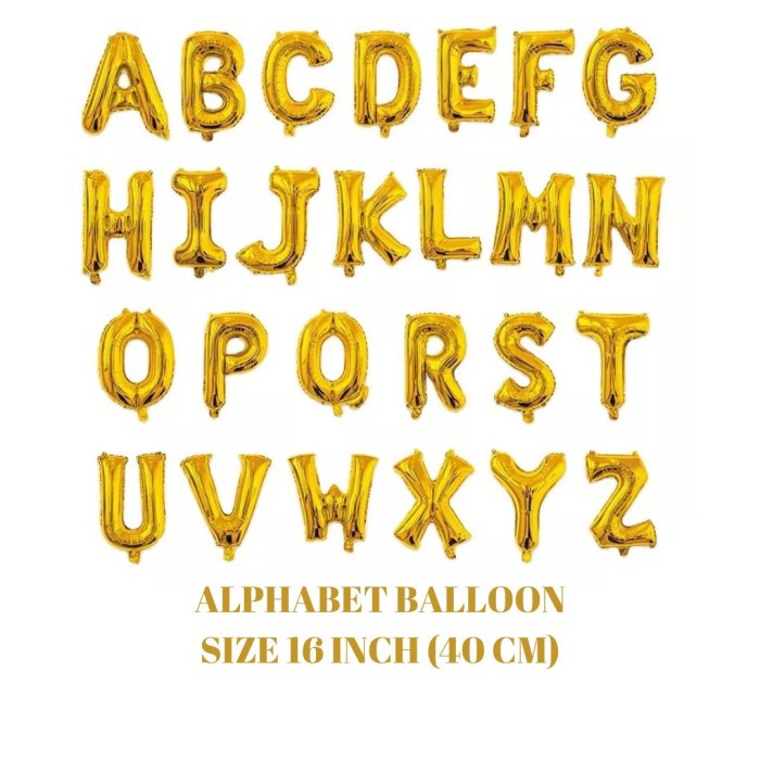 Jual BALON HURUF ALPHABET BALOON 1 PCS SIZE 40 CM - BALON BIG SIZE ...