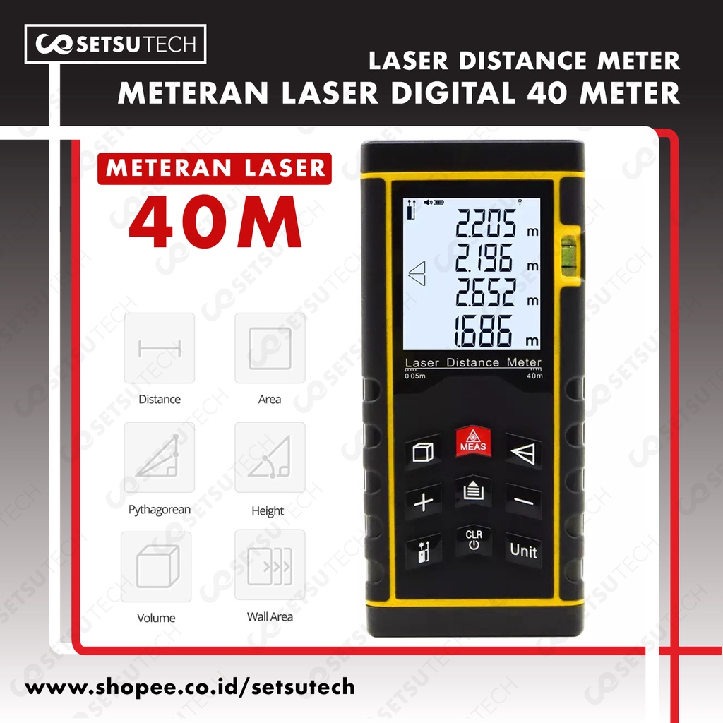 Jual Meteran Laser Digital 40M - Alat Ukur Jarak Laser Rangefinder ...