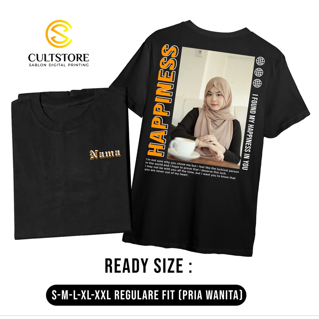 Jual Custom Kaos Desain Aesthetic Kaos Foto Bucin Viral Kaos Sablon Foto DTF UKURAN A4 UNISEX ...