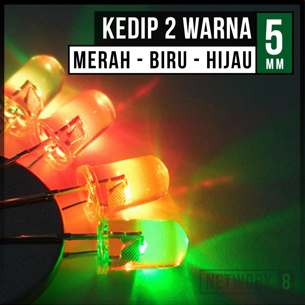 Jual 10PCS LAMPU LED FLASH KEDIP SENDIRI RGB 5MM 5 MM 2 WARNA DISKO ...