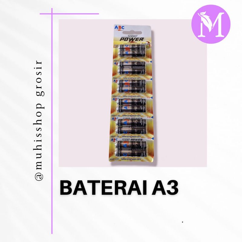 Jual Baterai ABC Super Power AAA A3 Batere 1,5 Volt Battery Batu Batre | Shopee Indonesia