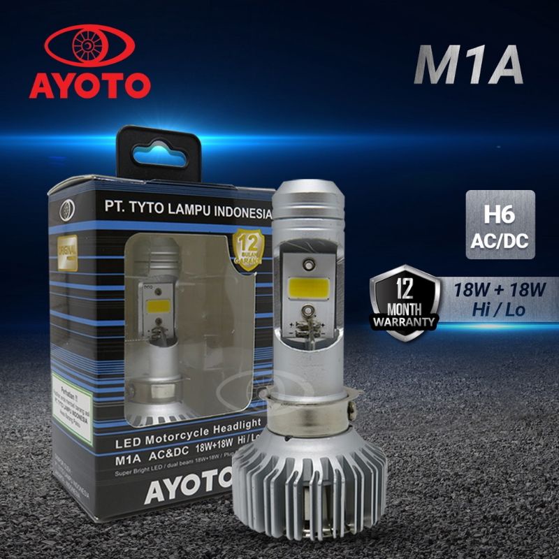 Jual lampu ayoto lampu motor depan LED ayoto M1A 18watt H6 AC DC motor matic | Shopee Indonesia