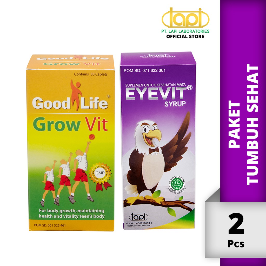 Jual Paket Tumbuh Sehat - EYEVIT Syrup 60ml & Good Life Growvit isi 30 ...