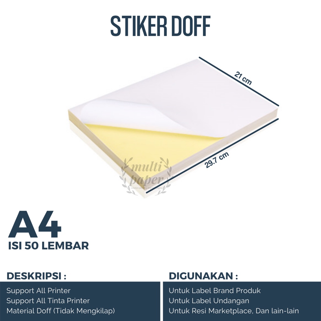 Jual Kertas Stiker HVS A4 isi 50 lembar / Stiker Label Makanan A4 ...