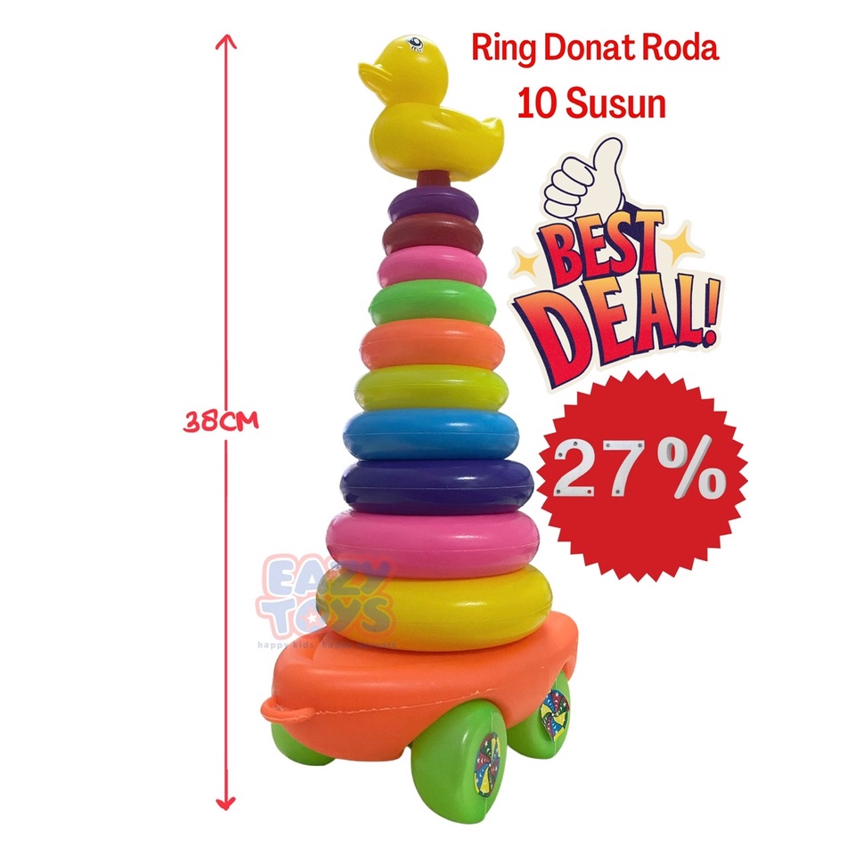 Jual MAINAN ANAK RING DONAT 10 SUSUN MAINAN DONAT SUSUN RODA BABY STACKING DONUT DUCK BER-SNI ...