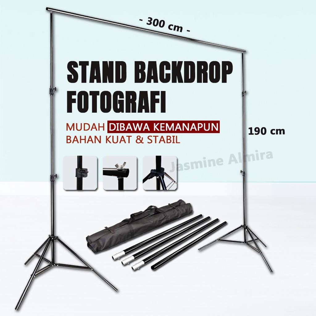Jual Stand Tiang Backdrop Studio Foto Ukuran 190 x 300 cm TaffStudio ...