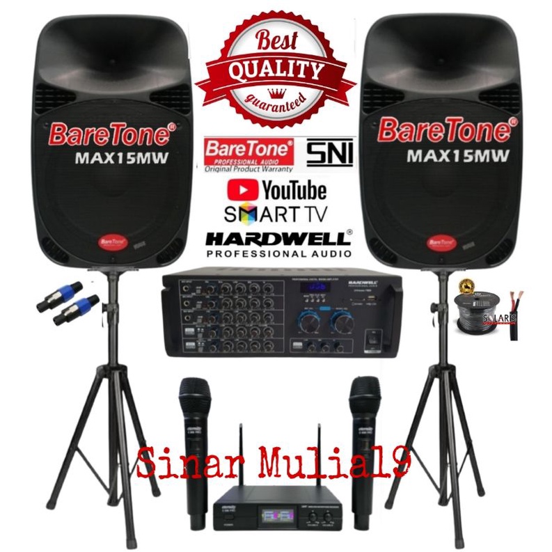 Jual Paket Sound System Karaoke Speaker 15 inch BareTone MAX15MW Power ...