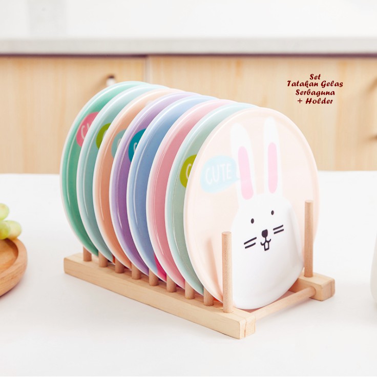 Jual KARTUN Set Tatakan / Piring Serbaguna + Holder, isi 8 piring 1 ...