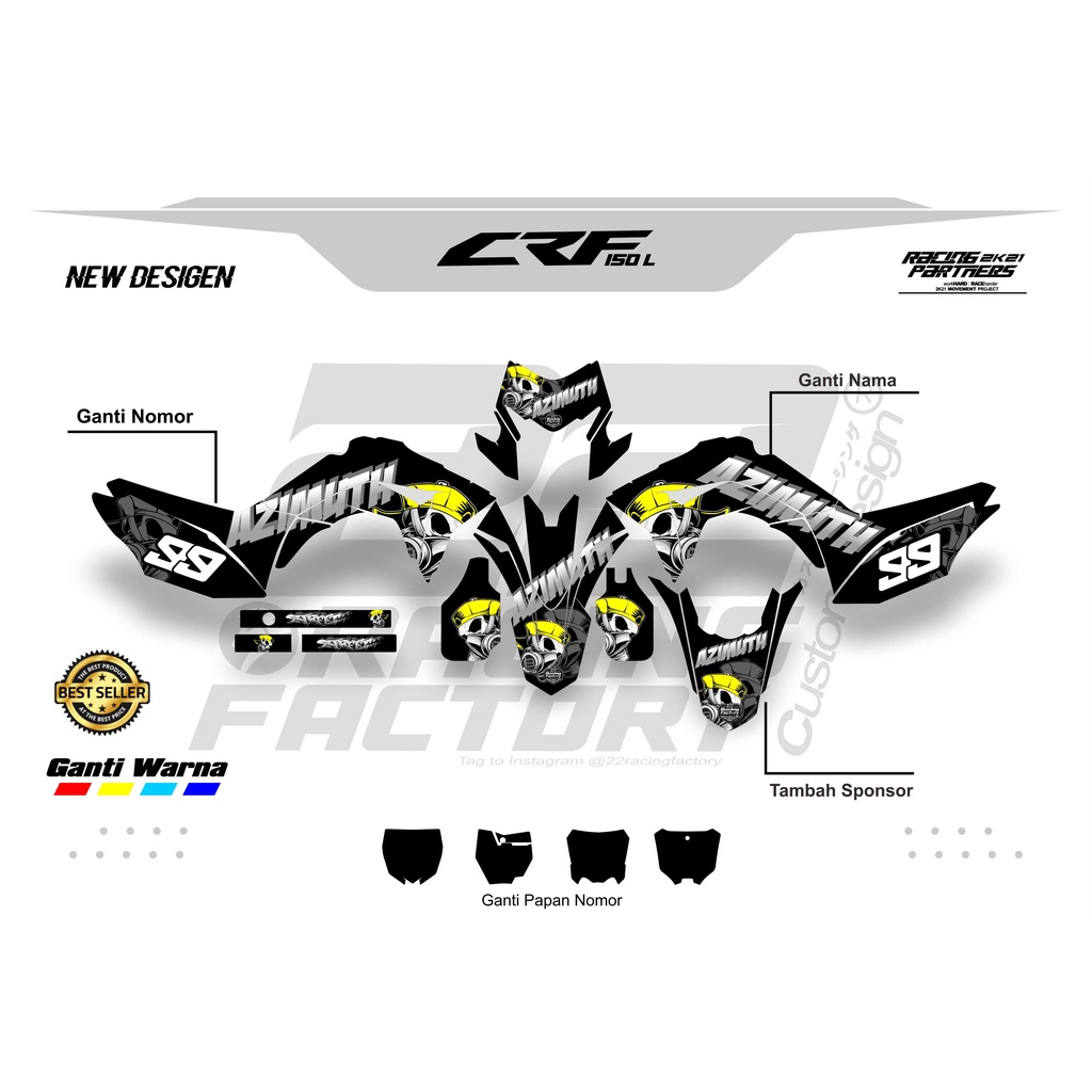 Jual Decal CRF 150L Hitam Kuning Full body Custom | Shopee Indonesia