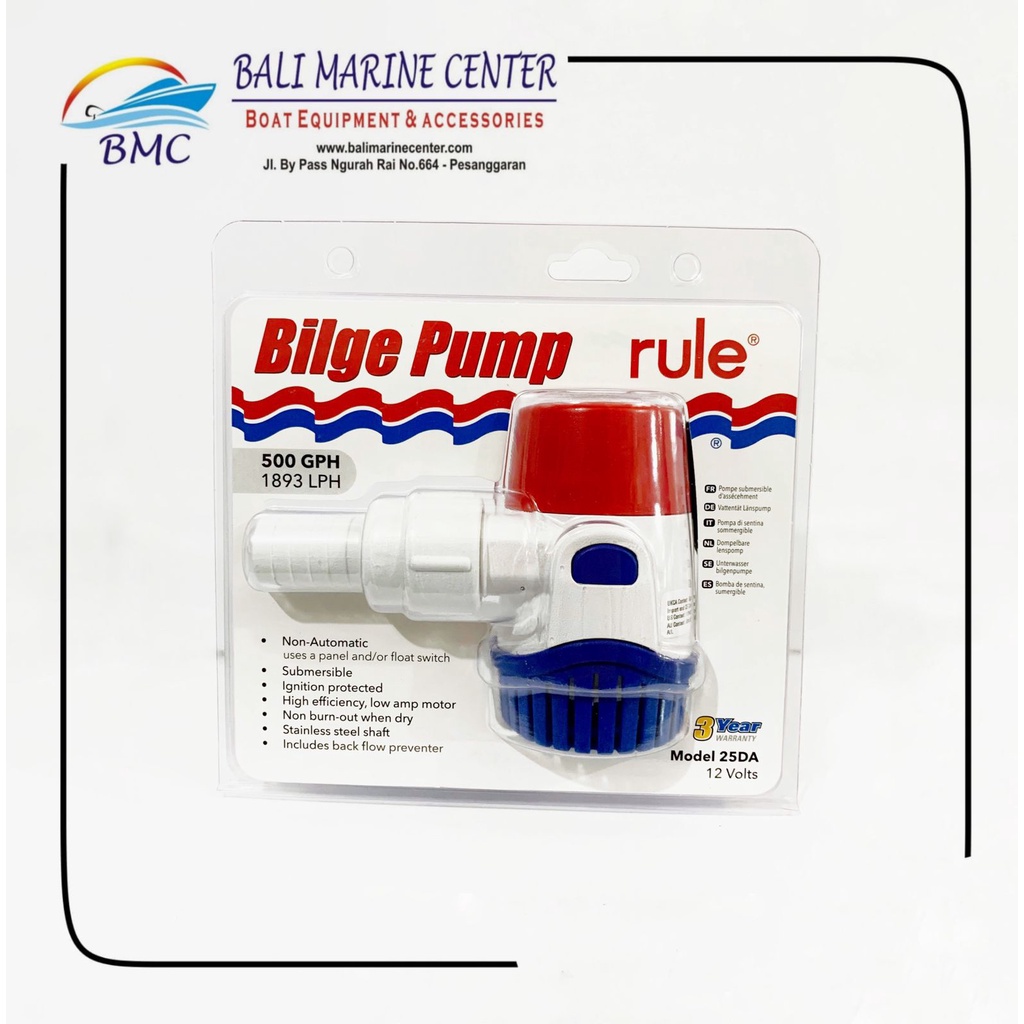 Jual Bilge Pump RULE 500GPH 12V/ Pompa Celup RULE/ Submersible Pump ...