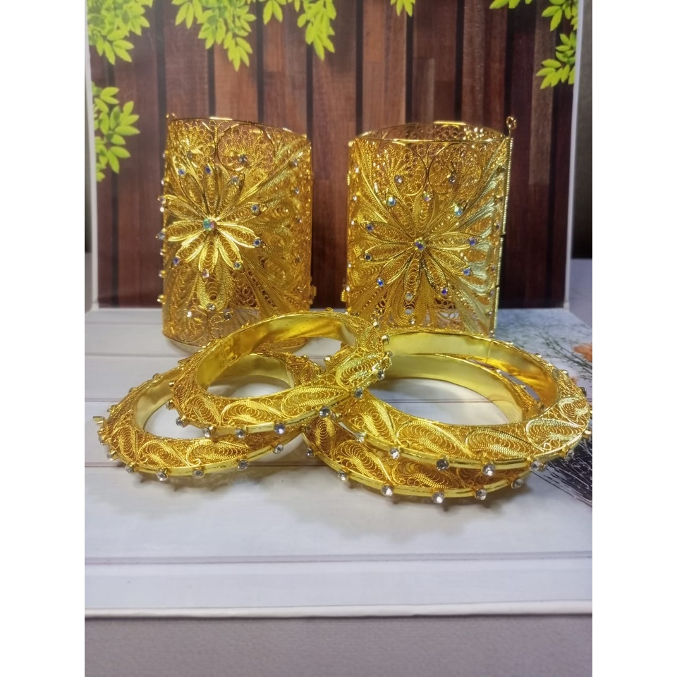 Jual Satu Set Gelang Pengantin Wanita Bugis | Model Filigri | Shopee ...