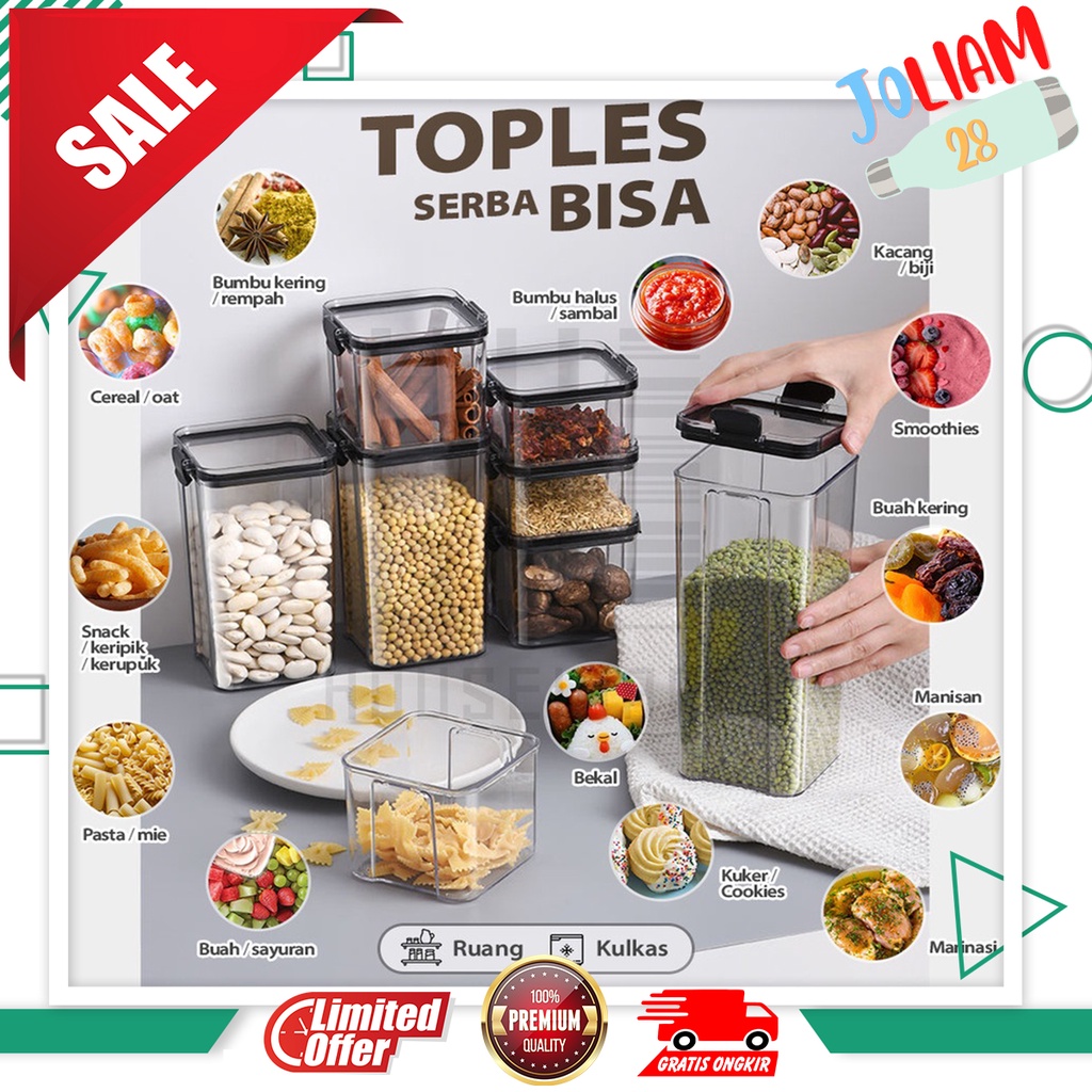 Jual Toples Kotak Bening Kedap Udara Tempat Snack Cereal Sayur ...