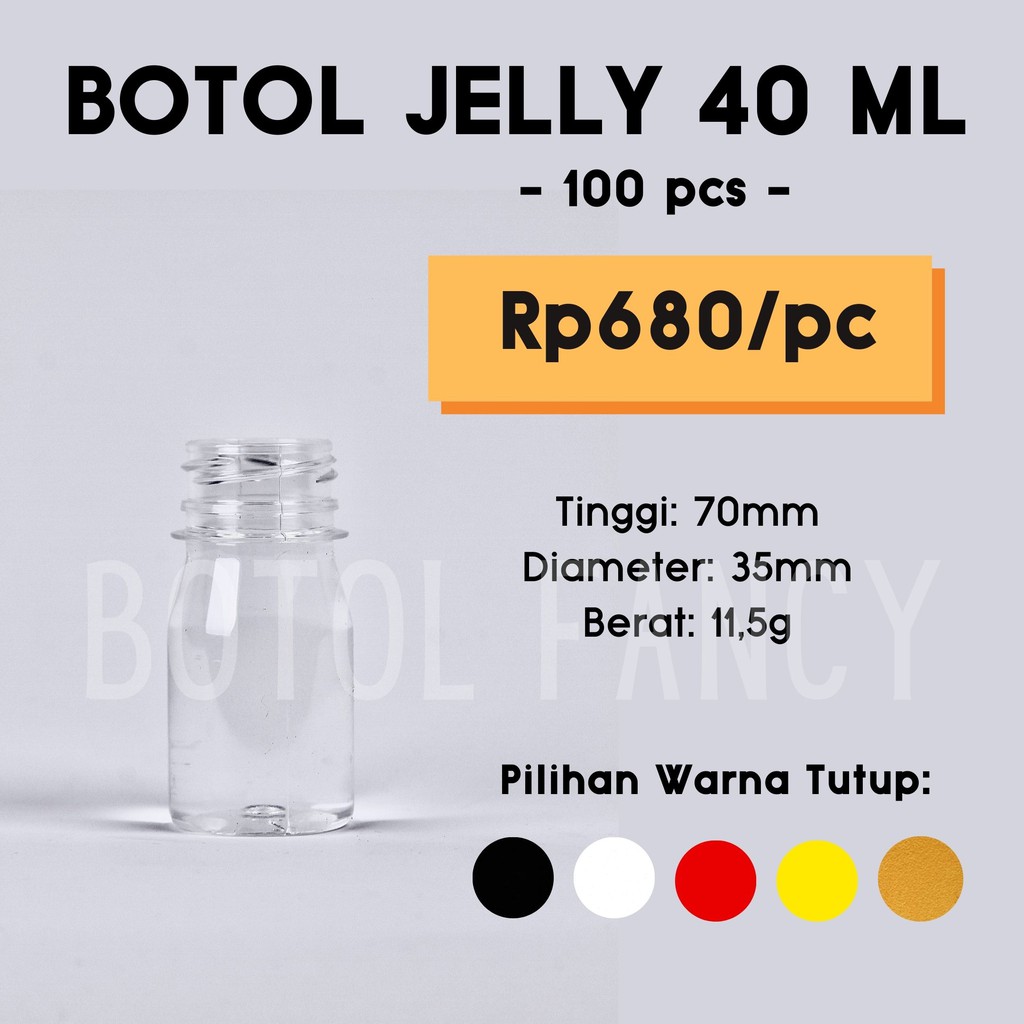 Jual Botol Jelly 40ml / Botol zam zam / Botol 40ml / Botol Kapsul ...