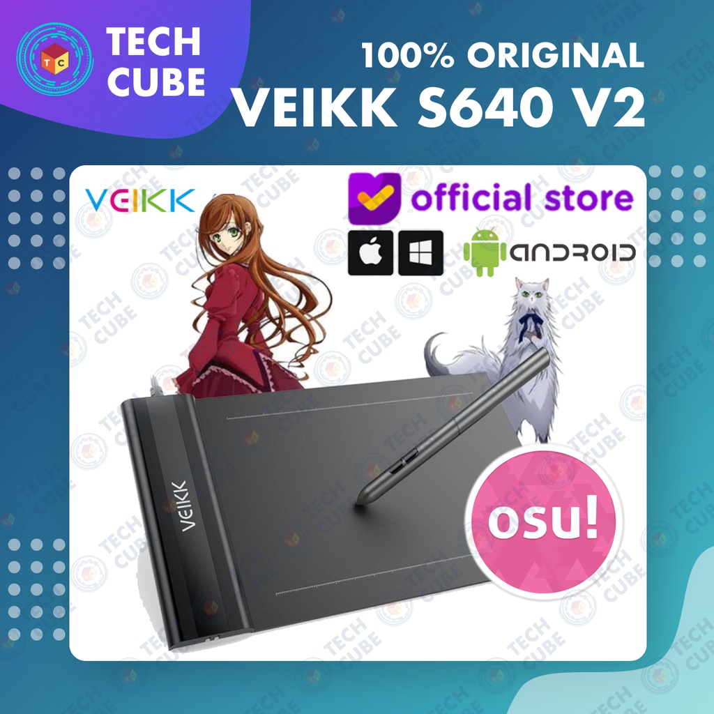 Jual VEIKK S640 Digital Graphic Drawing Pen Tablet Gambar dan OSU 8192 ...