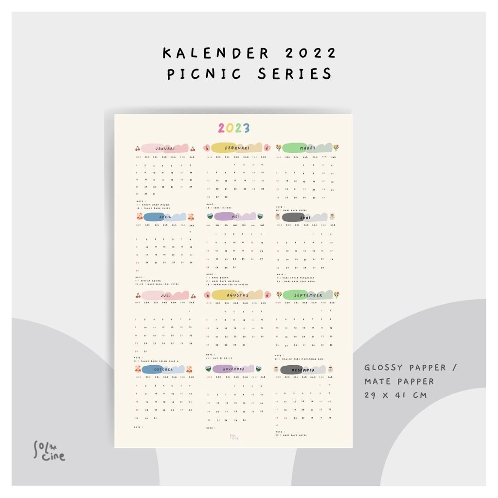 Jual Kalender 2024 Solucine - Kalender Aesthetic / Kalender dinding ...