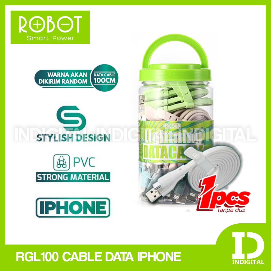 Jual Kabel Data ROBOT RGL100 Lightning iOs 1M 100cm Data Cable | Shopee ...