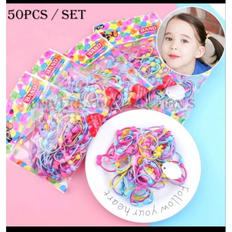 Jual Karet Ikatan Rambut Warna Warni isi 50pc / bungkus | Shopee Indonesia