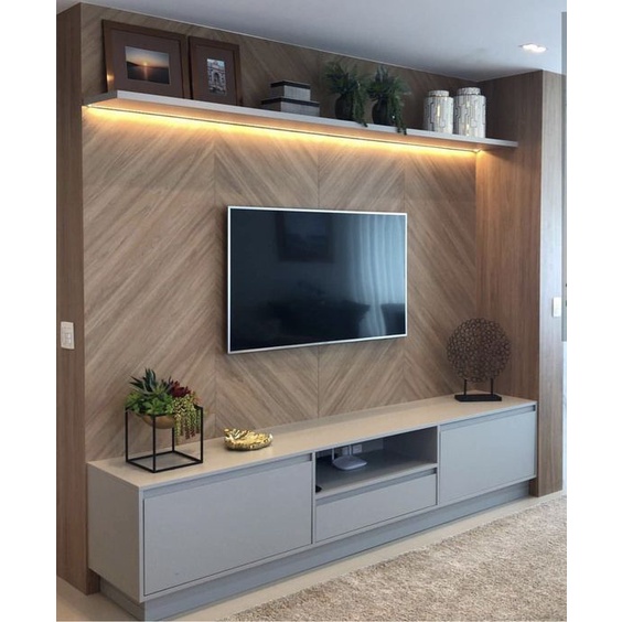 Jual backdrop tv dinding gantung minimalis custom jakarta | Shopee ...