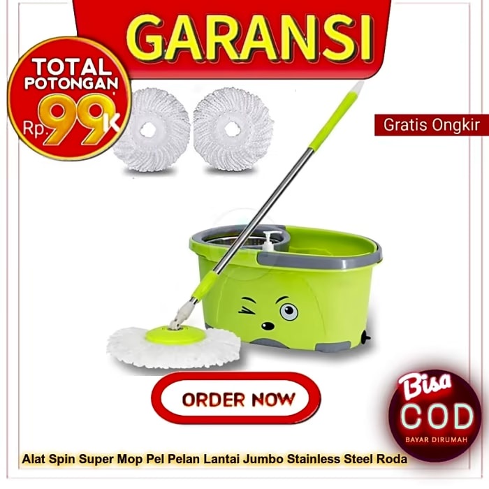 Jual Alat Spin Super Mop Pel Pelan Lantai Jumbo Stainless Steel Roda ...