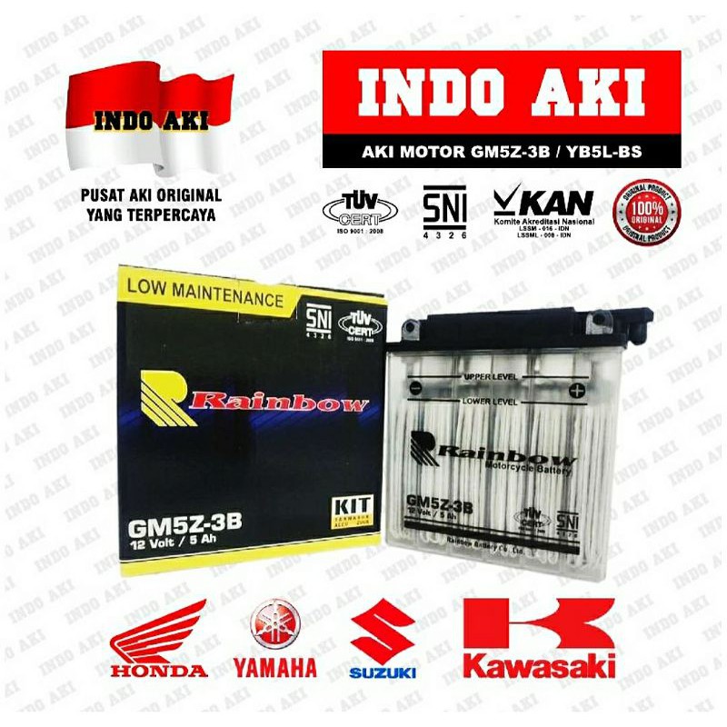 Jual Aki Motor Basah GM5Z-3B Murah HONDA Astrea Grand Mega Pro Lama Supra X 110 Supra Fit YAMAHA ...