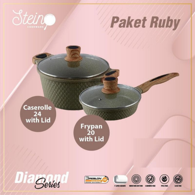 Jual Stein Cookware Ruby Set ( Caserol 24cm + Fry Pan 20cm ) | Shopee ...