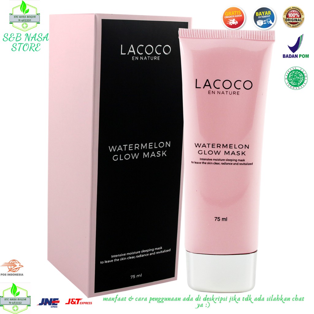 Jual Lacoco Water Melon Glow Mask Sleeping Mask Masker Wajah Organik ...