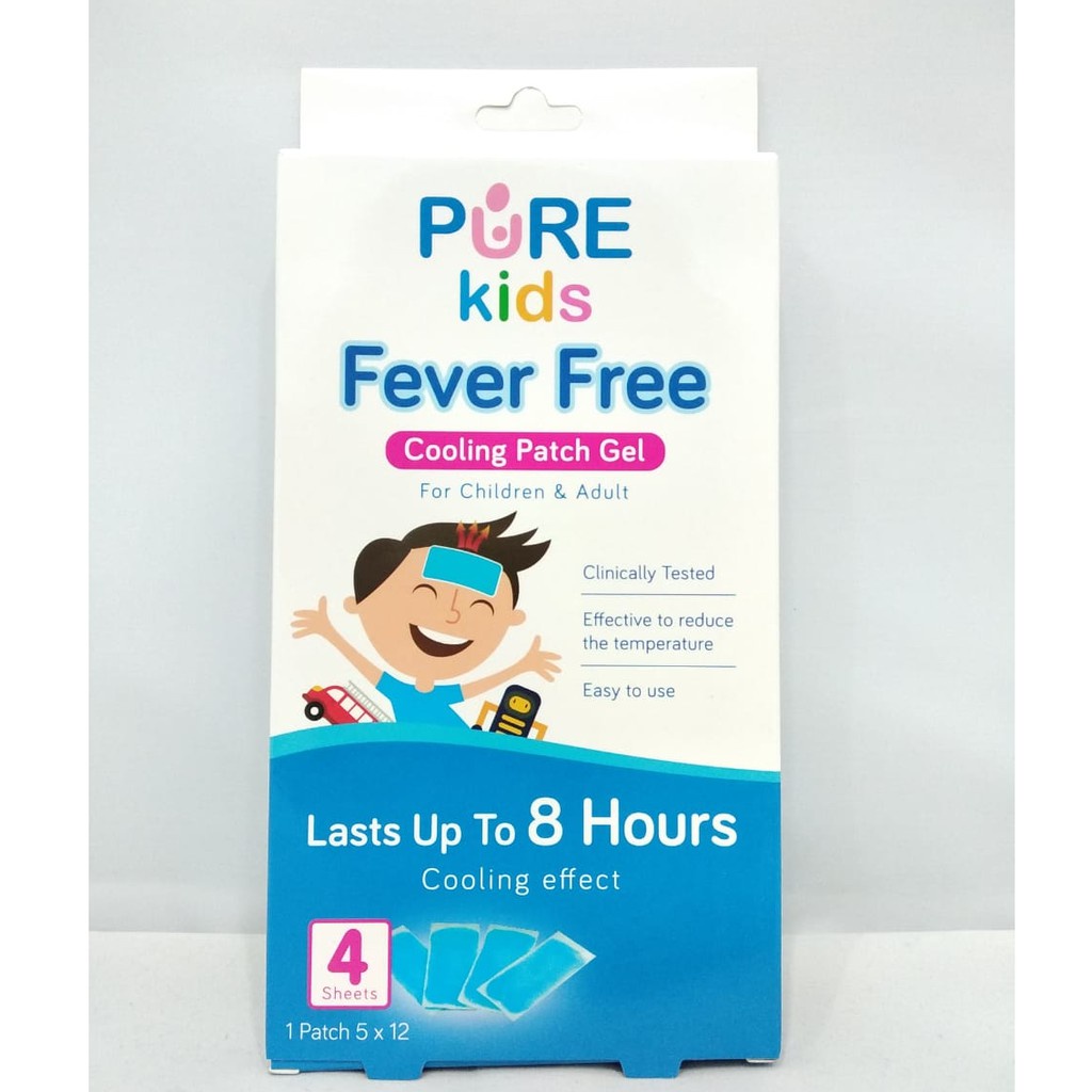 Jual Pure Kids Fever Free Cooling Patch Gel 4 Sheets / Plester Demam ...