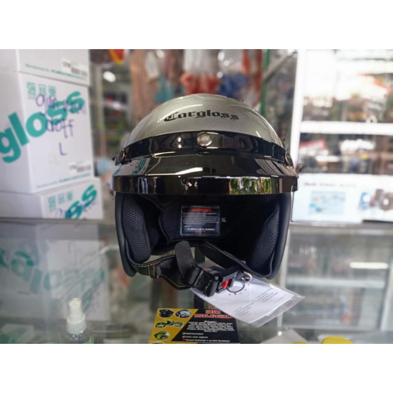 Jual HELM CARGLOSS CFM RETRO ARMY HALF FACE SILVER MET GLOSSY/ HELM ...