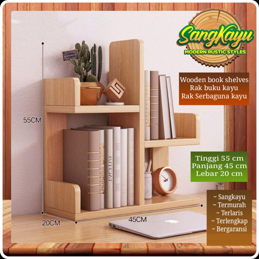 Jual SangKayu Rak Buku Minimalis Kayu Serbaguna Multifungsi Rak Kayu ...