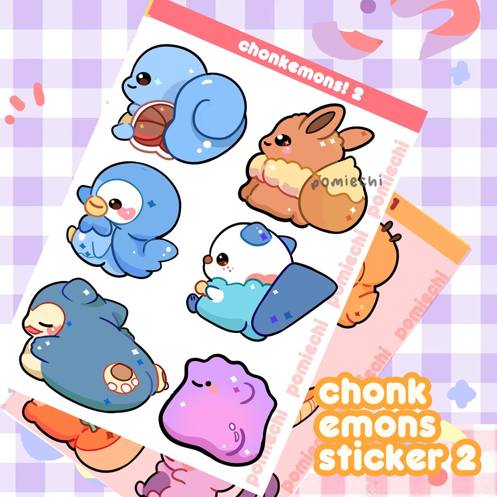 Jual Pokemon Chonkemon 2 Sticker Sheet Deco Lucu Bujo Eevee Piplup ...