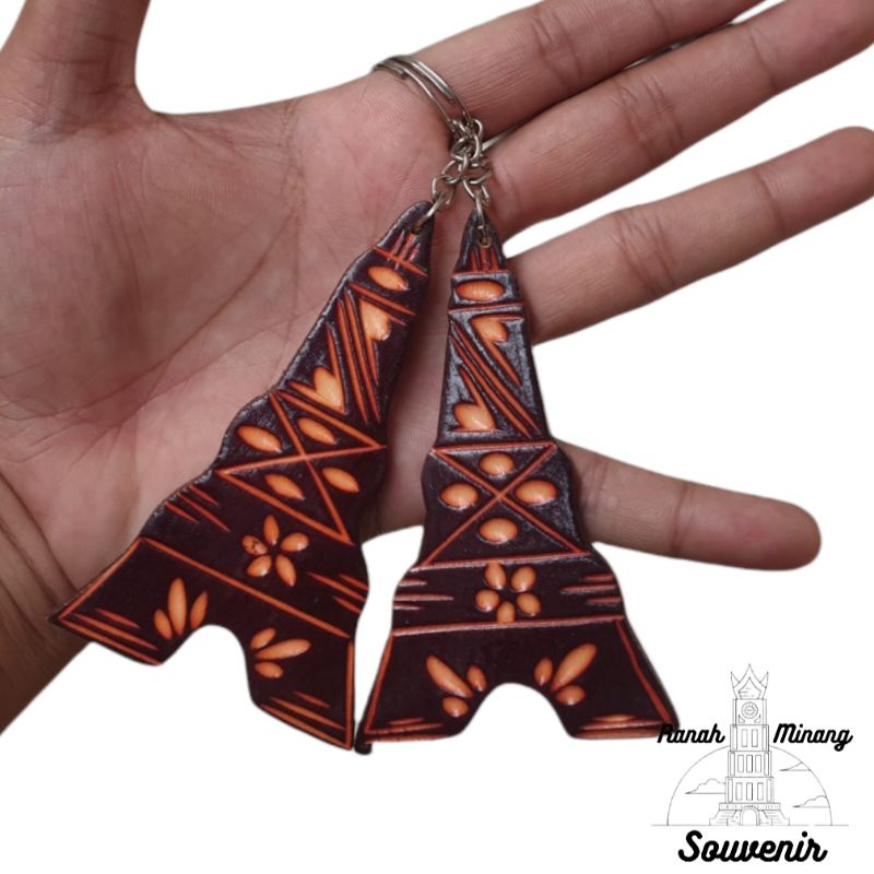 Jual Gantungan Kunci kayu 2D Model Menara khas Minang Kabau | Shopee ...