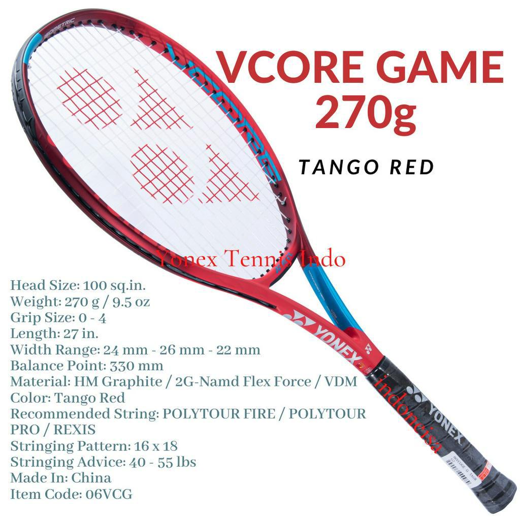 Jual Yonex VCORE GAME 270g 100in Tango red - racket tennis | Shopee Indonesia