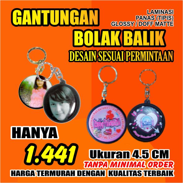 Jual Gantungan Kunci Bolak Balik Dua Muka 2 Sisi Partai Foto | Shopee ...