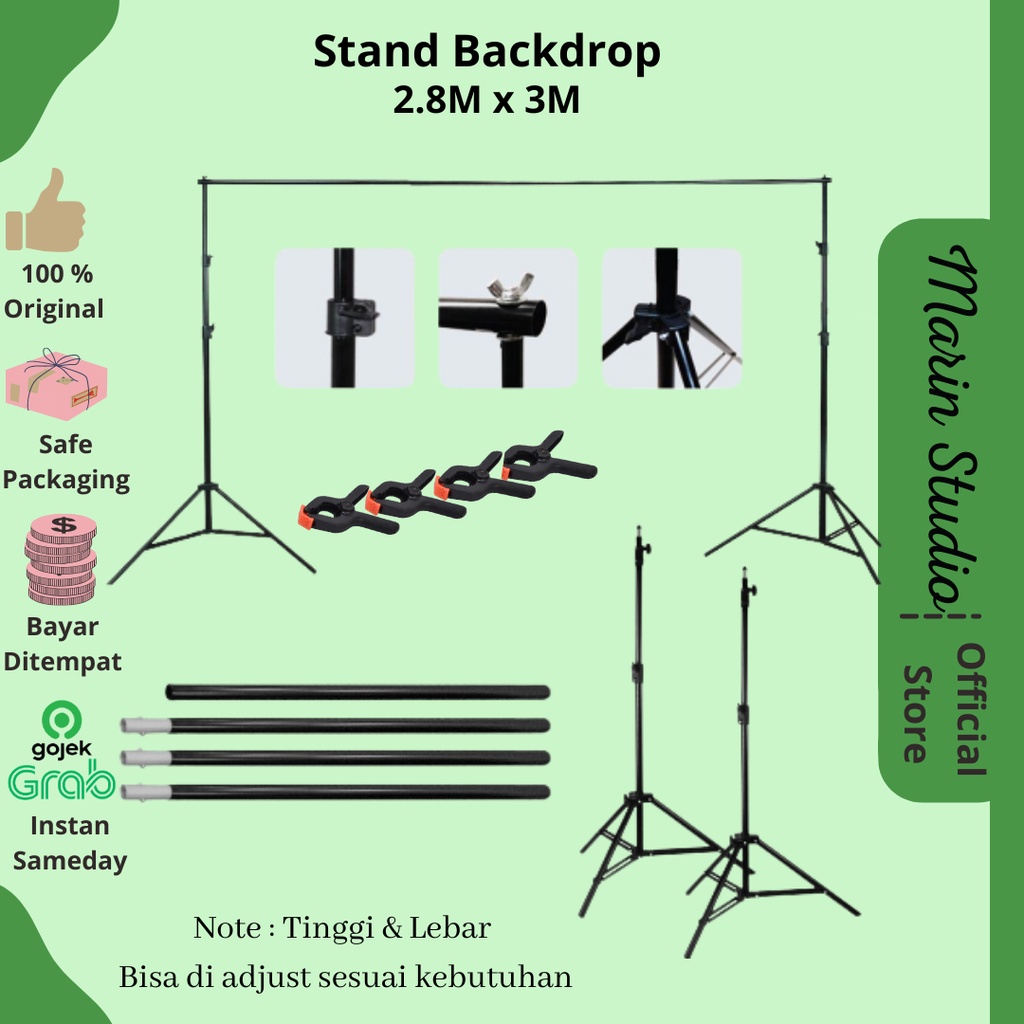 Jual Bracket Stand Backdrop 2.8M x 3M Stand Background Foto Studio Besi ...
