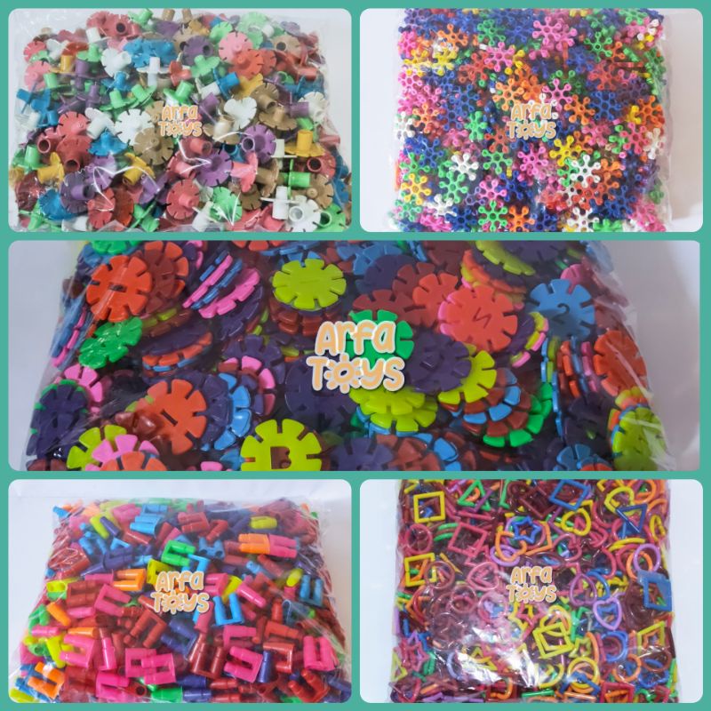 Jual PROMO 1 Kg Meronce Rantai Geometri Bombik Bunga Jamur Kincir ...