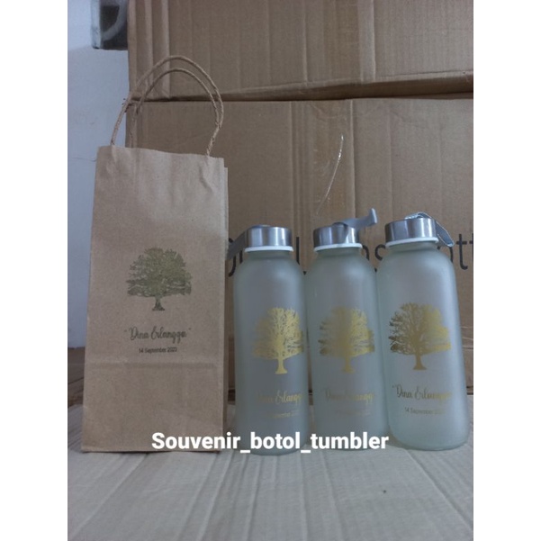 Jual Souvenir botol tumbler kaca minum dove 420ml custom sablon kemas ...