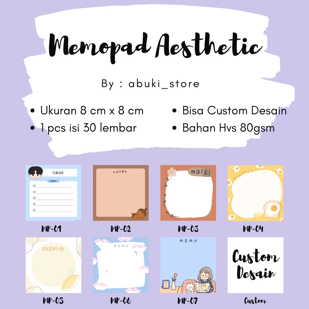 Jual MEMOPAD AESTHETIC CUSTOM LUCU MURAH | Shopee Indonesia