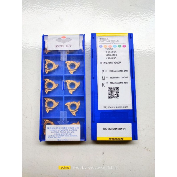 Jual Carbide Insert Drat Dalam RT16. 01N-G60P ZCC-CT. Pahat Bubut Ulir ...