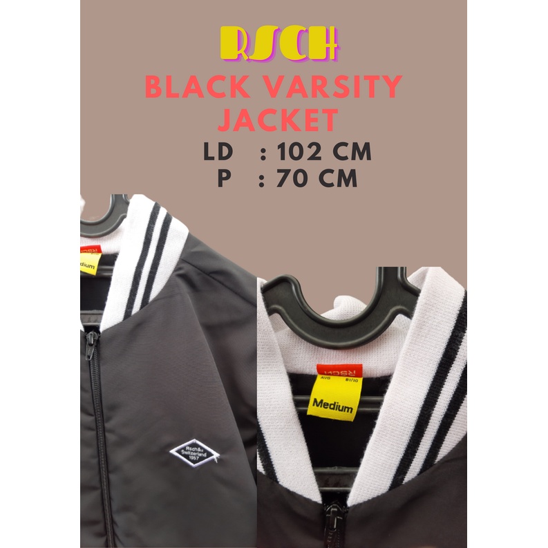 Jual THRIFT RSCH Varsity Jacket Black and White/Jaket Varsity Hitam ...