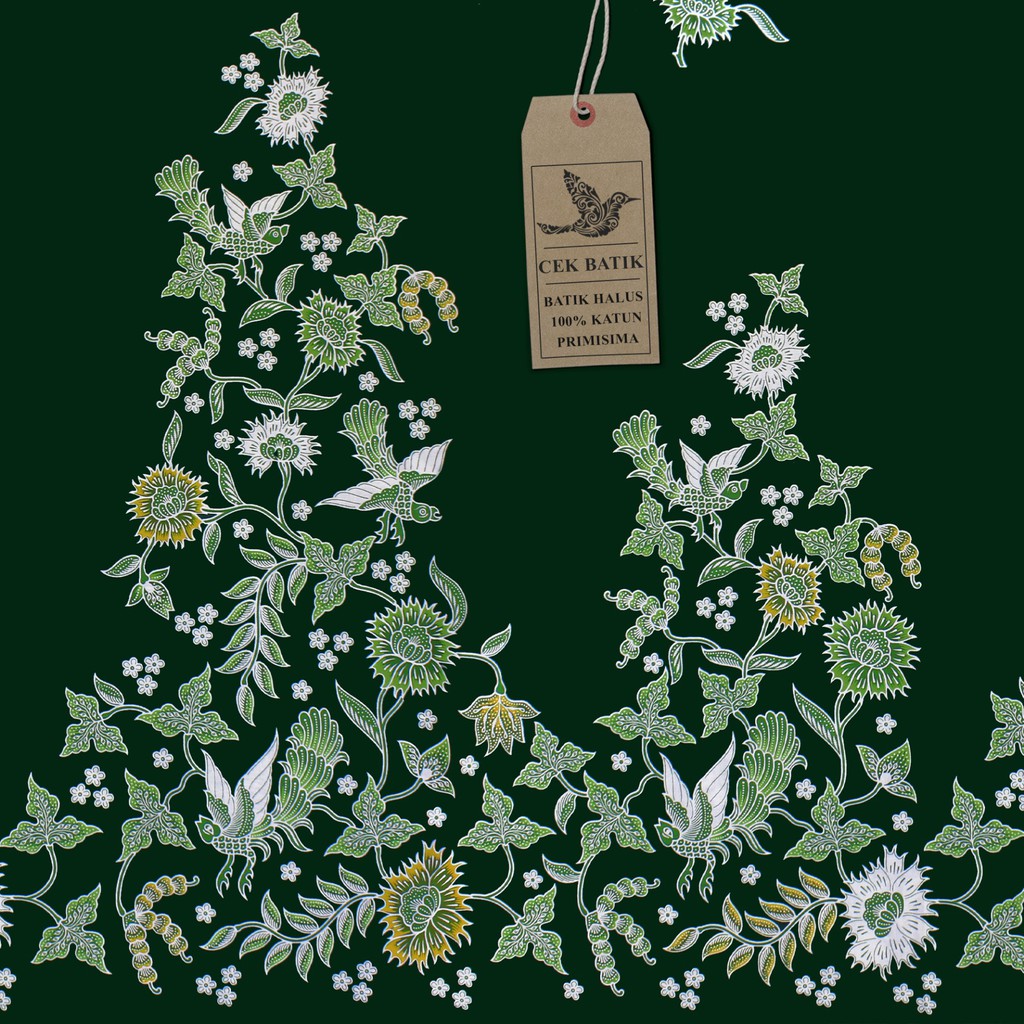 Jual Kain Batik - Motif Burung dan Bunga Gradasi (Hijau) | Shopee Indonesia