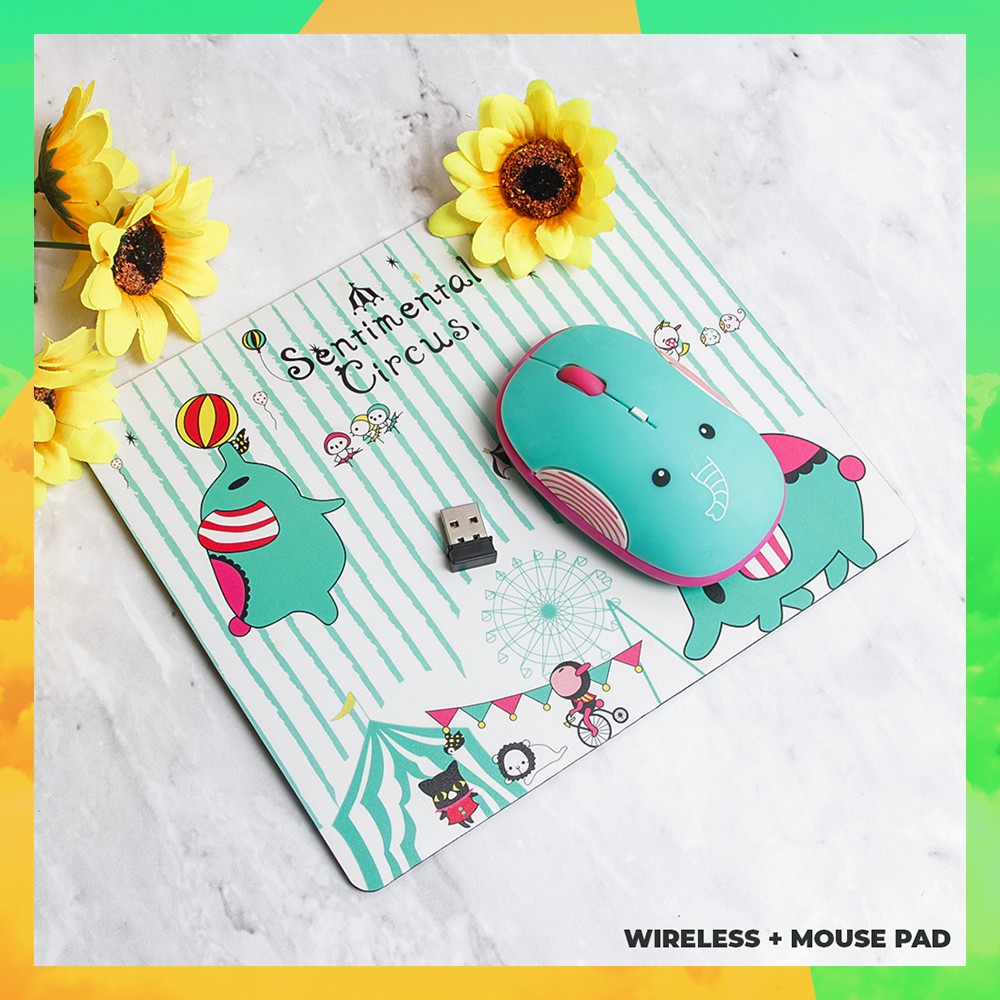 Jual Mouse Wireless Elephant With Mouse Pad / Mouse Karakter / Wireless ...