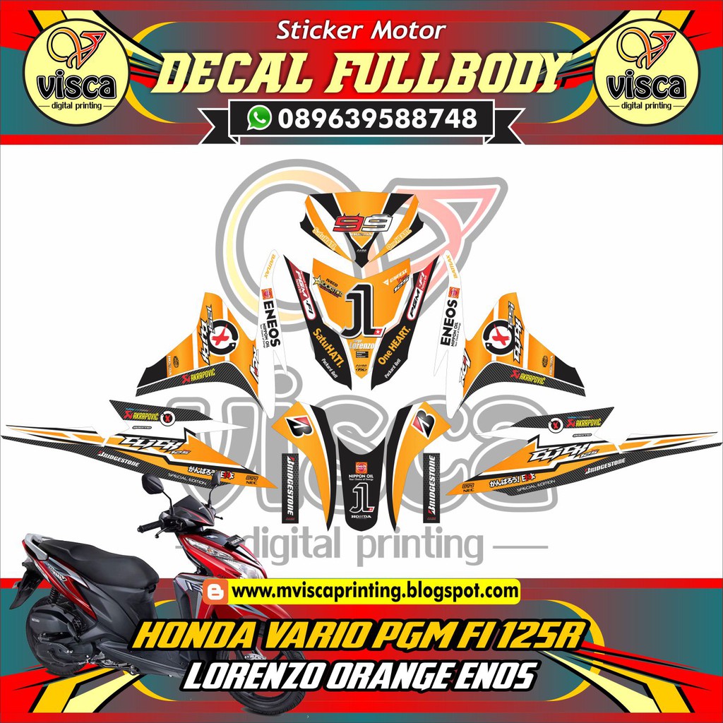 Jual DECAL STIKER MOTOR VARIO PGM FI 125R LORENZO ORANGE ENOS | Shopee ...