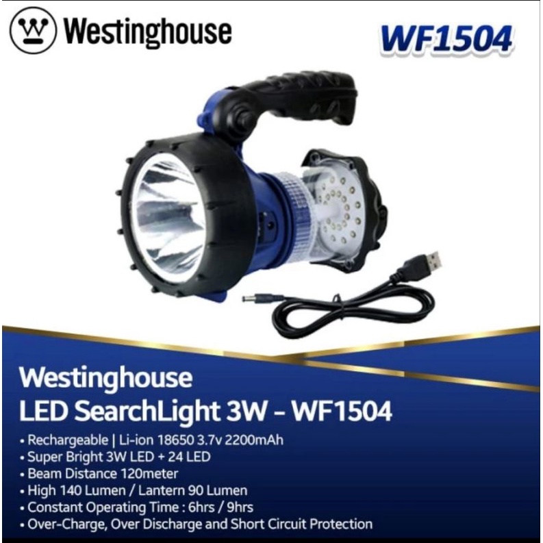 Jual WESTINGHOUSE LAMPU SENTER WF 1504 RECHARGEABLE LED SEARCH LIGHT ...