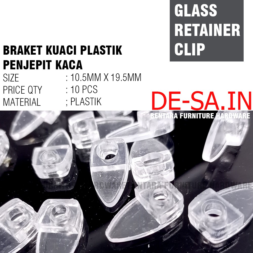Jual 10 x Braket Klip Plastik Bening Kuaci 2CM (10.5x19.5MM) - Jepit ...