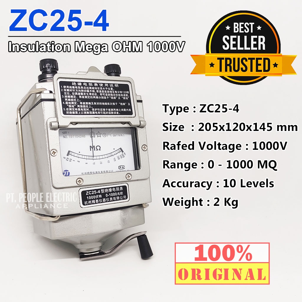 Jual INSULATION MEGOHM TESTER RESISTANCE METER MEGOHMMETER ZC25-4 1000V ...